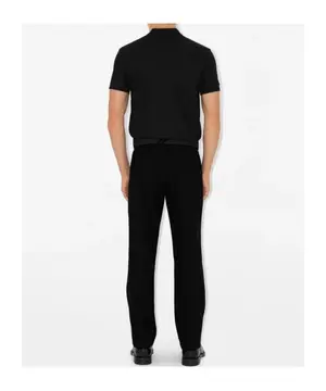 Burberry Logo Embroidered Short Sleeved Polo Shirt - Black