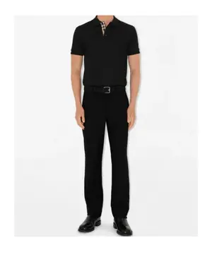 Burberry Logo Embroidered Short Sleeved Polo Shirt - Black