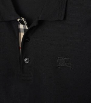Burberry Logo Embroidered Short Sleeved Polo Shirt - Black
