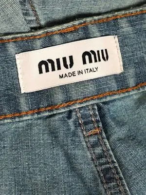 Miu Miu Logo Embroidered Relaxed Fit Denim Jeans - Light Blue