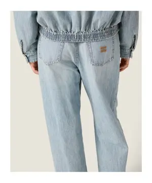 Miu Miu Logo Embroidered Relaxed Fit Denim Jeans - Light Blue