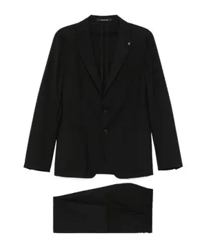 Tagliatore Single Breasted Suit With Belt Loops - Black
