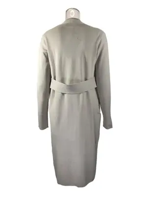 Max Mara Long Cardigan With Belt And Pockets - Gray