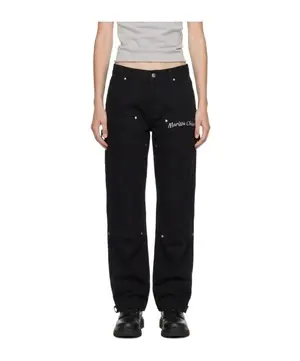 Marissa Chiara Belt Loop Embroidered Logo Casual Pants