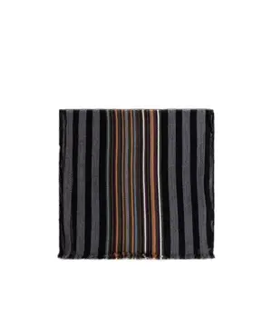 Paul Smith Fringed Striped Scarf - Black
