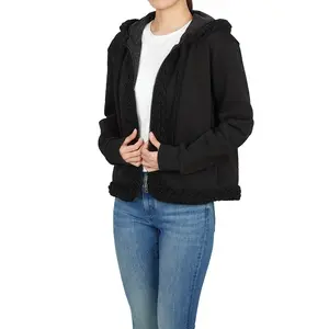 Moncler Zip-up Drawstring Hoodie With Textured Trim - Black