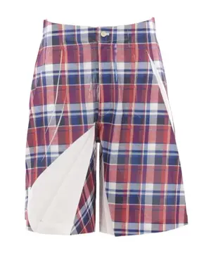 Comme Des Garçons Plaid Shorts With Button Fastening - Red