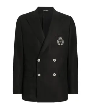 Dolce & Gabbana Heraldic Emblem Double-breasted Tailored Jacket - Black