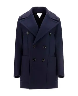 Bottega Veneta Curved Shape Felted Coat - Blue