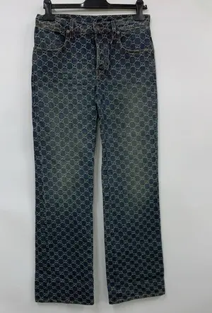 Gucci Gg Cotton Denim Jacquard Pants