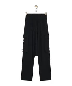 Loewe Relaxed Fit Stretch Viscose Cargo Trousers - Black