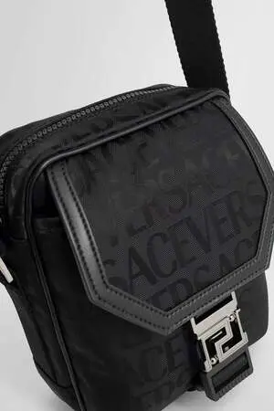 Versace Greca Plaque Foldover Top Messenger Bag