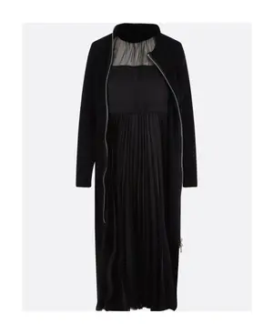 Sacai Layered Pleated Zip-up Midi Dress
