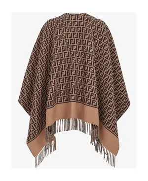 Fendi Ff Jacquard Fringed Poncho - No