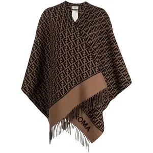 Fendi Ff Jacquard Fringed Poncho - No