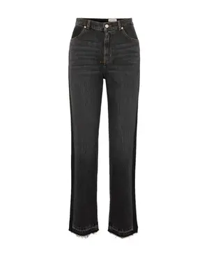 Alexander McQueen Flared Denim Jeans With Button Detail And Zipper Closure