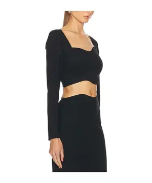 Staud Corde Long-sleeved Cropped Top