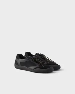 Prada Speedrock Mesh Panelled Sneakers - Black