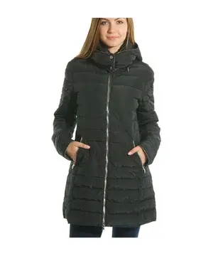 Emporio Armani Quilted Hooded Down Jacket With Logo Detail - Black