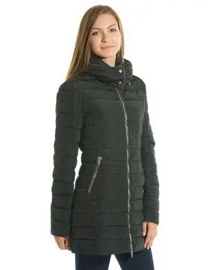 Emporio Armani Quilted Hooded Down Jacket With Logo Detail - Black