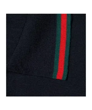 Gucci Web Detailed Knit Polo Shirt - Dark Blue