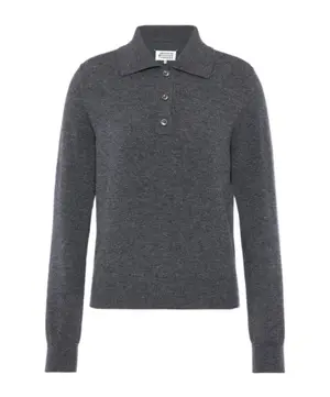 MAISON MARGIELA Knitted Polo Top - Black