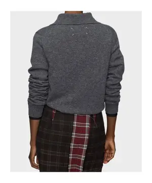 MAISON MARGIELA Knitted Polo Top - Black