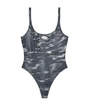 DIESEL® Ut-body-utlt One Piece Swimsuit With Camouflage Print And Logo Detail - Black