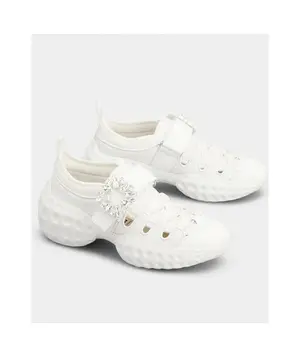 ROGER VIVIER Viv' Run Light Trekky Sneakers With Embellished Buckle - White