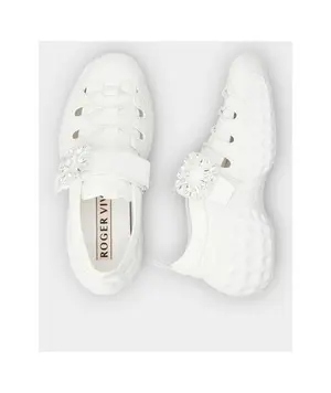 ROGER VIVIER Viv' Run Light Trekky Sneakers With Embellished Buckle - White