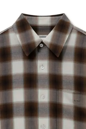 WOOYOUNGMI Check Logo Patch Shirt - Gray
