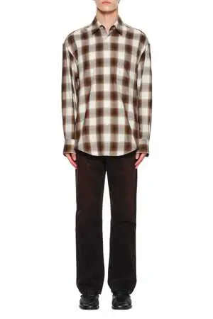 WOOYOUNGMI Check Logo Patch Shirt - Gray