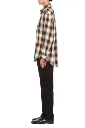 WOOYOUNGMI Check Logo Patch Shirt - Gray