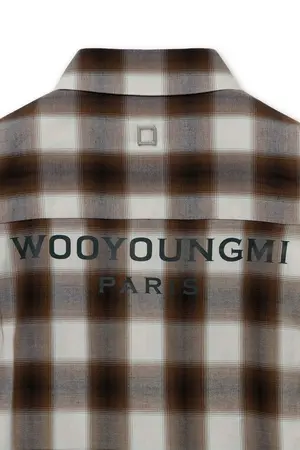 WOOYOUNGMI Check Logo Patch Shirt - Gray