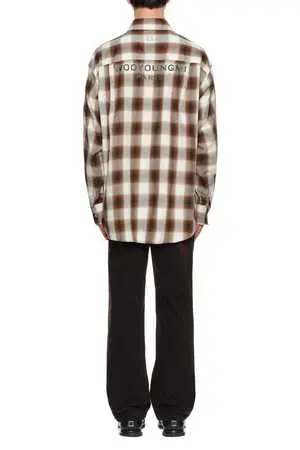 WOOYOUNGMI Check Logo Patch Shirt - Gray