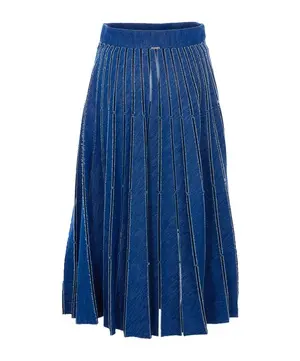TWINSET Pleated Midi Skirt With Openwork Details