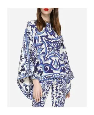 Dolce & Gabbana Majolica-print Charmeuse Blouse