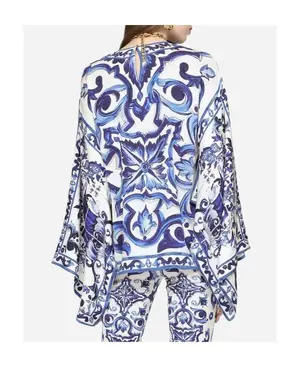 Dolce & Gabbana Majolica-print Charmeuse Blouse