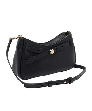 Tory Burch Logo Plaque Zipped Shoulder Bag - Black