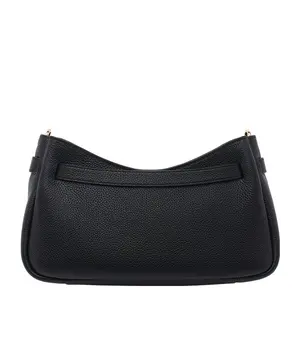 Tory Burch Logo Plaque Zipped Shoulder Bag - Black