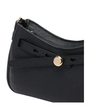 Tory Burch Logo Plaque Zipped Shoulder Bag - Black