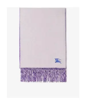 Burberry Logo Embroidered Fringed Edge Scarf