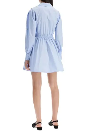 SELF-PORTRAIT Embellished Long-sleeved Mini Shirt Dress