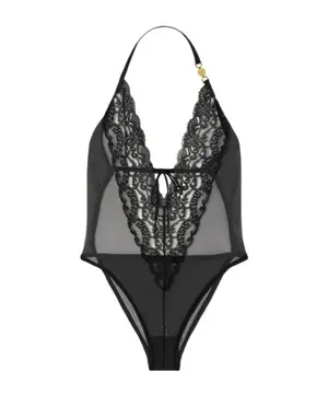 Versace Embroidered Lace-trim Bodysuit