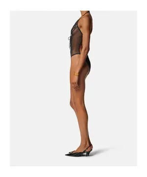 Versace Embroidered Lace-trim Bodysuit