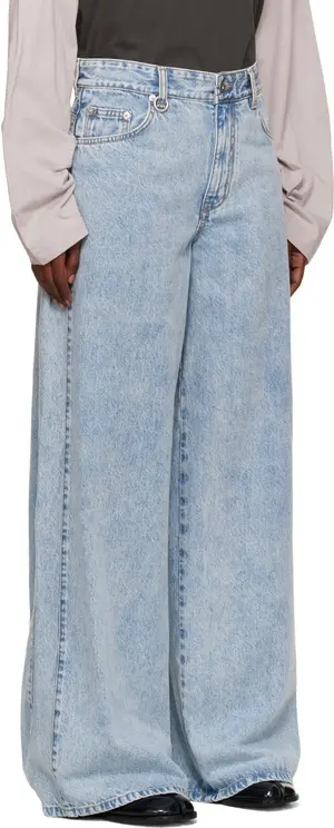 We11Done Low-rise Faded Wide-leg Denim Jeans