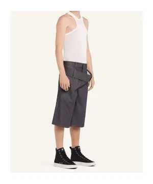 COURREGES Double Belted Denim Culotte Shorts - Dark Grey