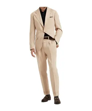 Brunello Cucinelli Long-sleeved Suit Coat Set - Beige