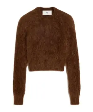 Ami Brushed Knit Round Neck Sweater