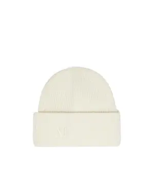 Max Mara Ribbed Beanie With Embroidered Logo - White